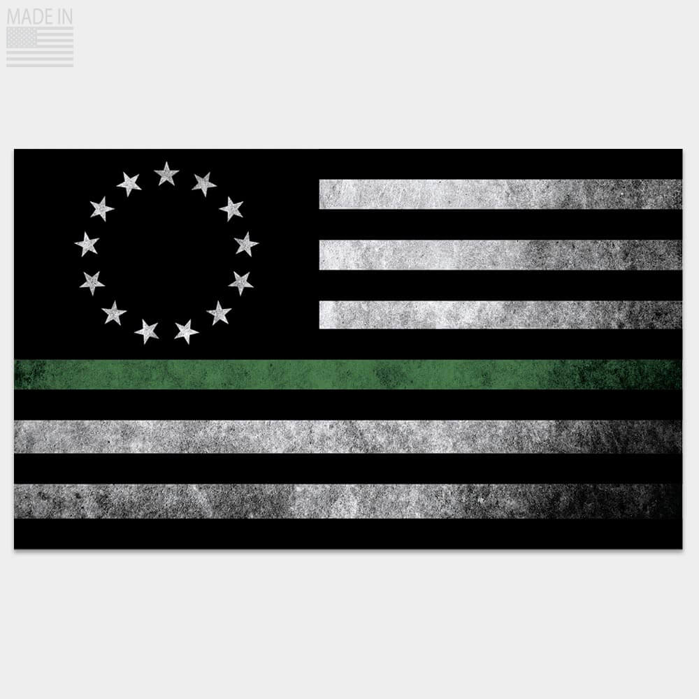 Shop | Thin Green Line Betsy Ross Flag Sticker | Revolution Mfg