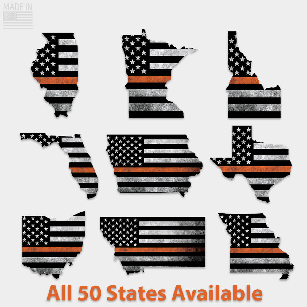 Shop | Thin Orange Line Sticker - US States | Revolution Mfg
